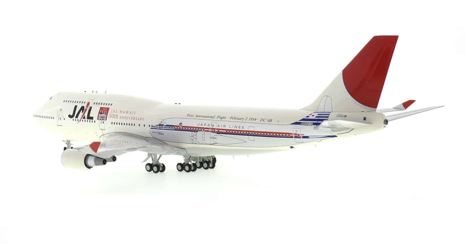 B747-400 JAL "Hawaii 50th" 1/200 Diecast - B-JAL-744-DC6